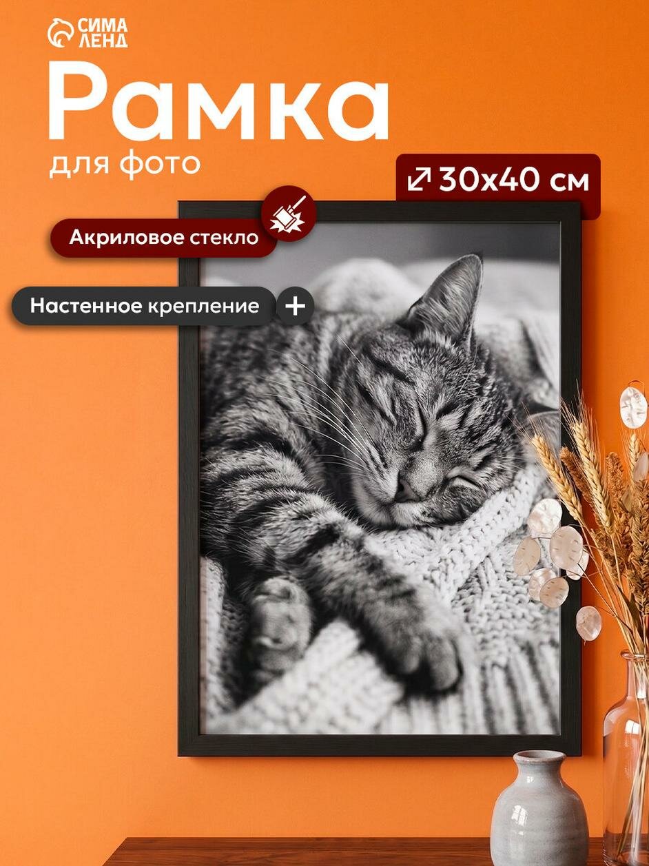 Фоторамка для фото 30×40 см, FIBO, мдф, (пластиковый экран), черный