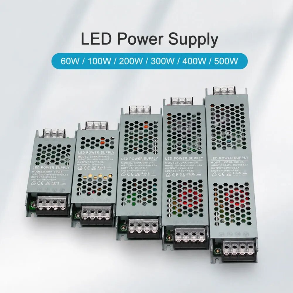 NIUGUY Трансформатор освещения 60-400W AC180-240V в 12V/24V DC 24V, 200W