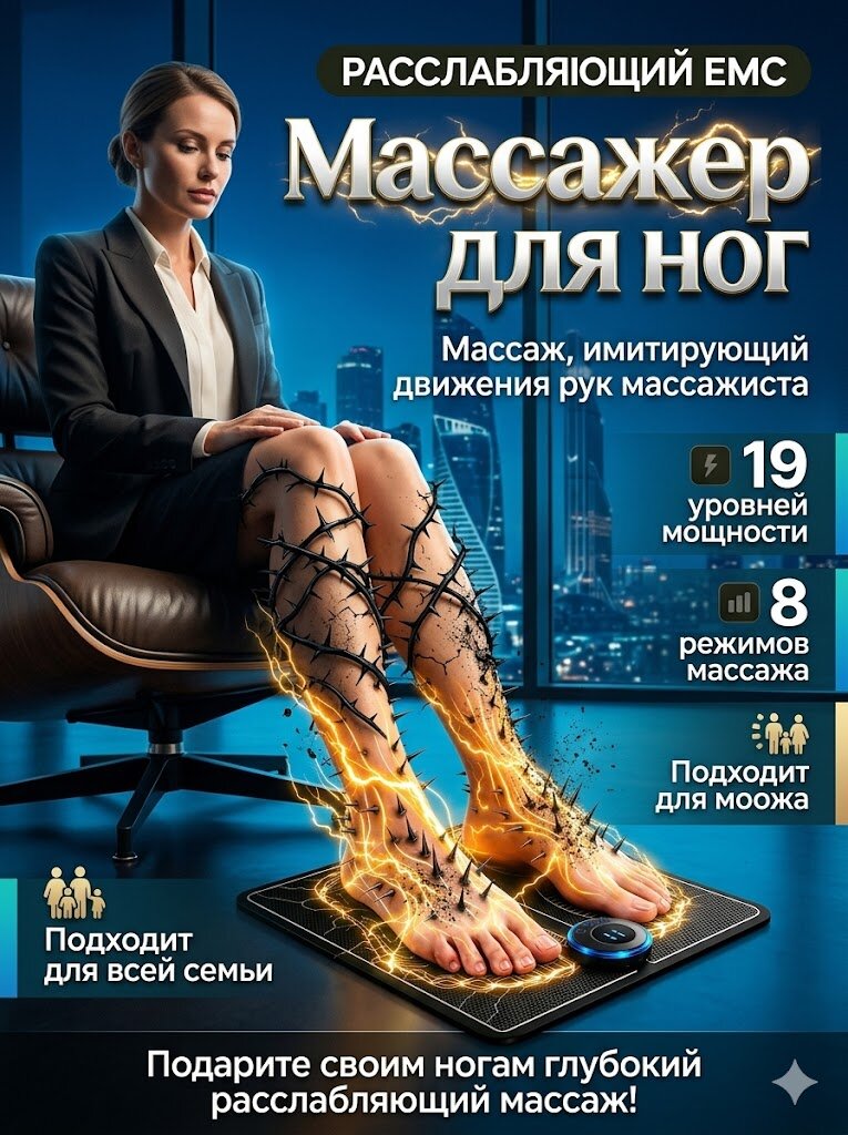Тренажёр-миостимулятор EMS Foot Massager для стоп, массажер для ног