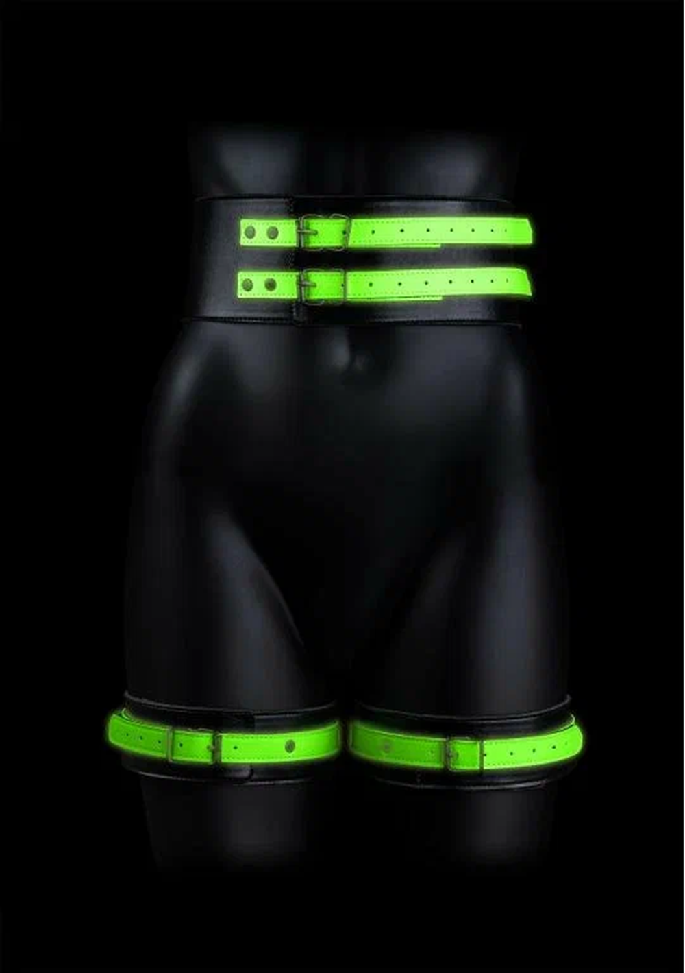 БДСМ-набор Thigh Cuffs & Belt (L/XL), люминесцентные элементы