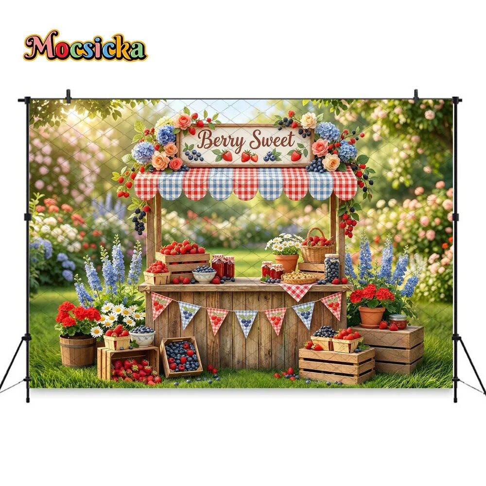 Фон для фотосъемки Mocsicka: Летний фруктовый рынок poly-150x100cm, 5