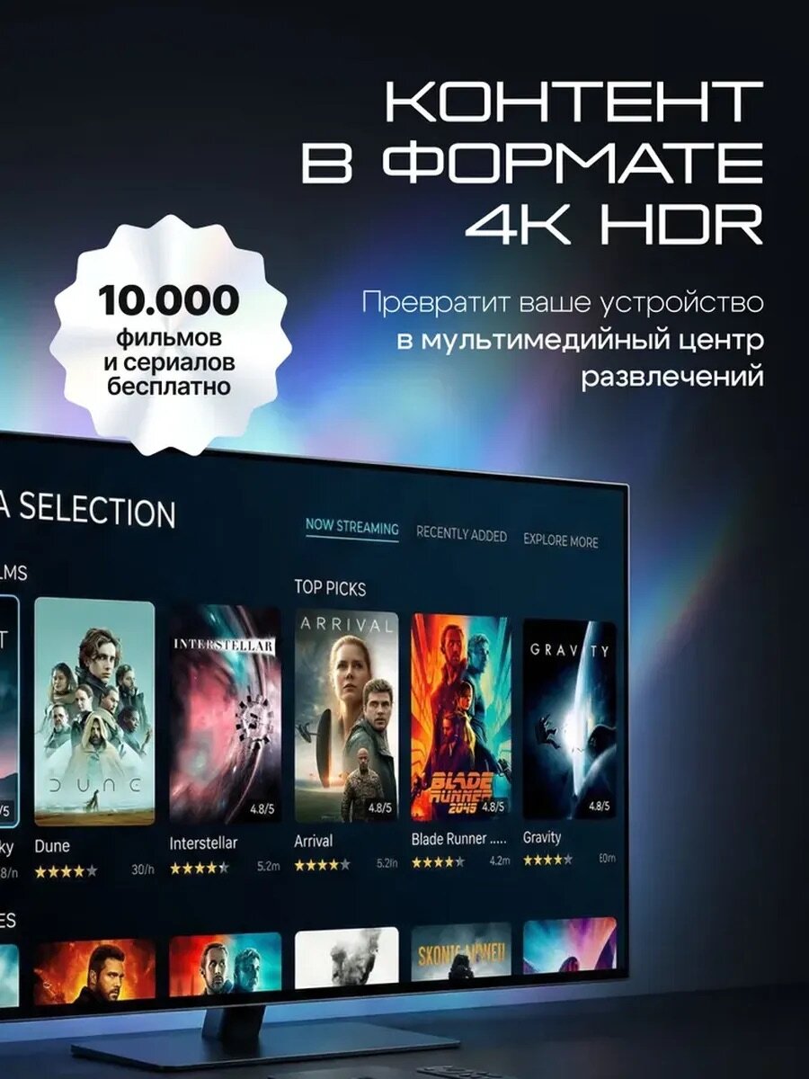 Смарт ТВ приставка Android TV для телевизора с 8 ГБ оперативной памяти и 128 ГБ встроенной памяти — фото 1