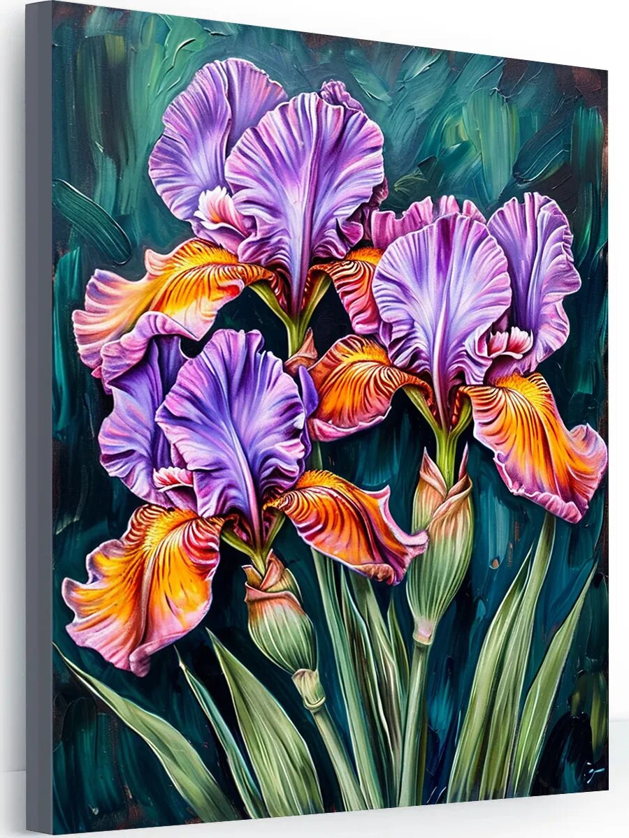 Картина на стену для интерьера "Ирисы", на подрамнике, 40 x 50 см