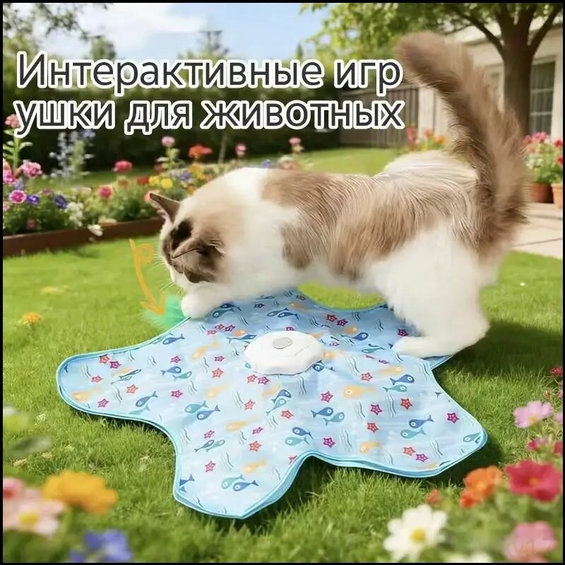 1PCS Полностью автоматическая игрушка для кошек, которая может перемещать скрытые перья, подходит для домашней кошки усталости и скуки