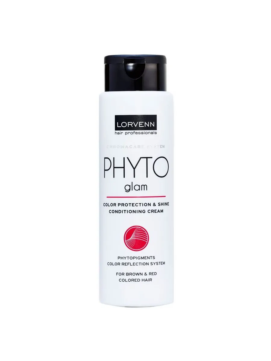 Крем-кондиционер Lorvenn Phyto Glam Color Protection & Shine для волос, окрашенных в коричневый и красный цвет, 300 мл