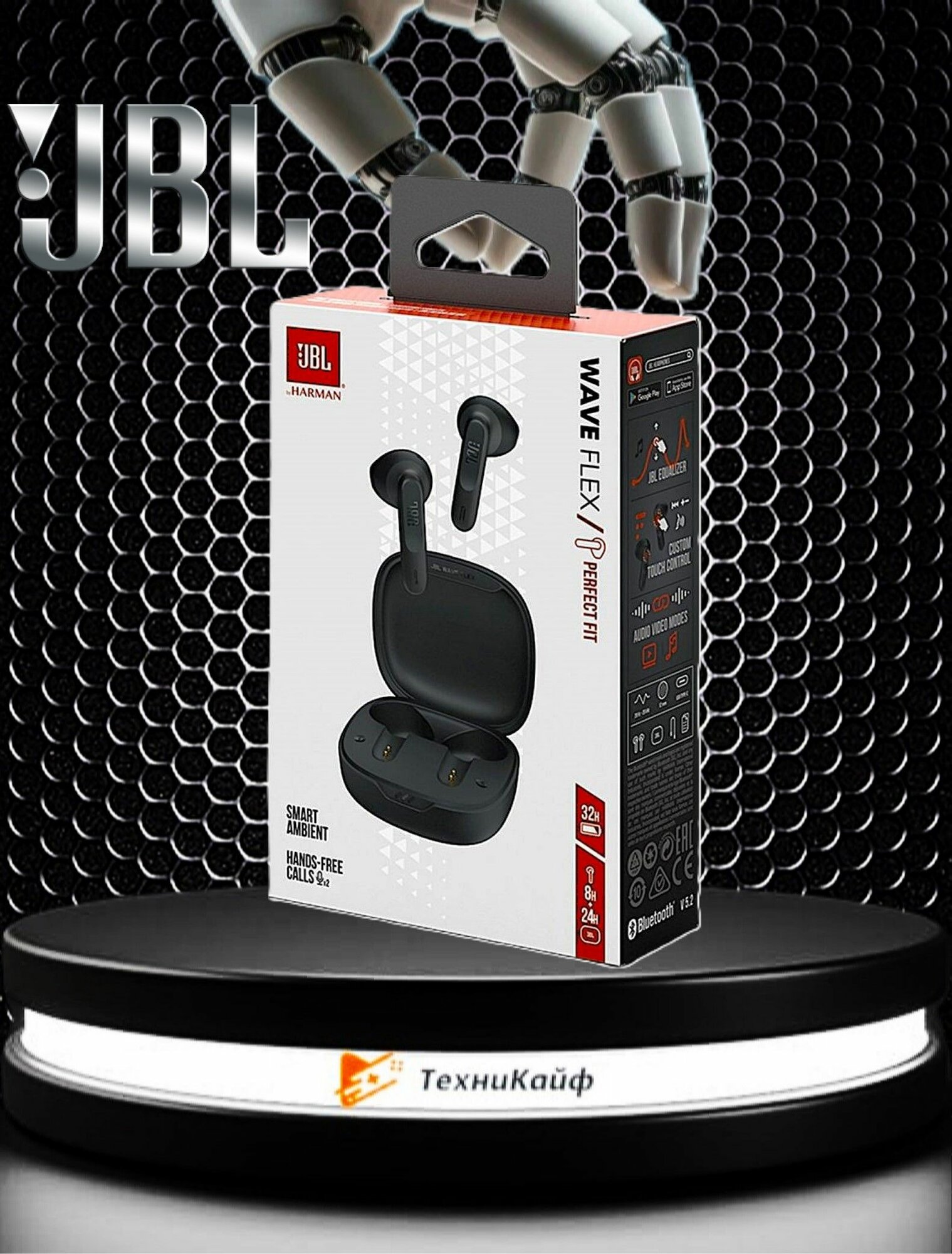 JBL Наушники беспроводные с микрофоном, Bluetooth, USB Type-C, черный, шоколадный