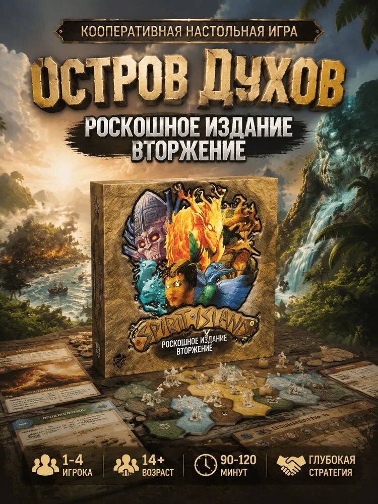 Spirit Island Остров Духов: Роскошное издание. Настольная игра для 1-4 игроков от 14 лет.