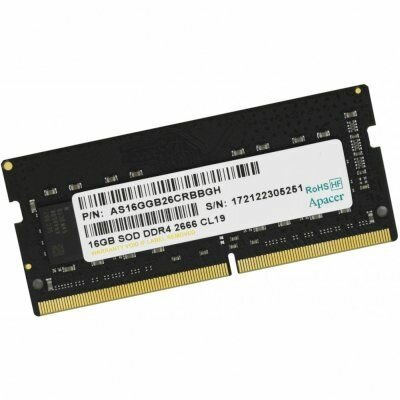 Оперативная память 16Gb Apacer DDR4 2666 SO DIMM ES.16G2V. PRH Non-ECC, CL19, 1.2V, 2048x8, RTL (907036)