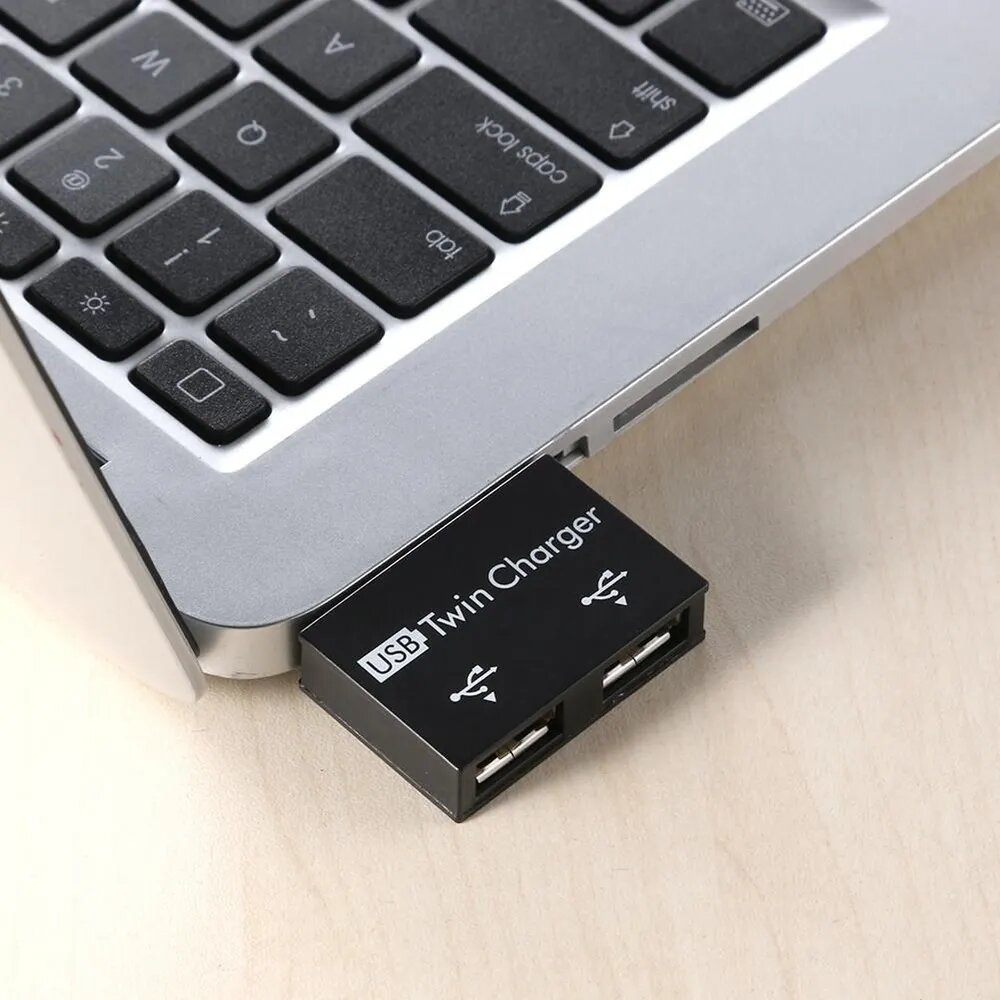 USB 2.0 разветвитель один на два для зарядки от адаптера постоянного тока 5 В, чёрный