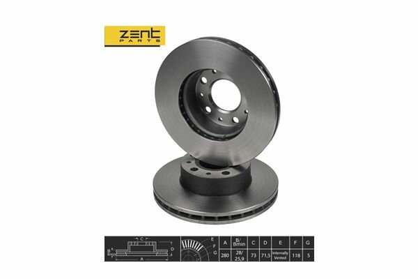 ZENTPARTS Диск тормозной передний для Fiat Ducato, Peugeot Boxer, Citroen Jumper 2.2D/HDi/2.3D/3.0HDi 06>