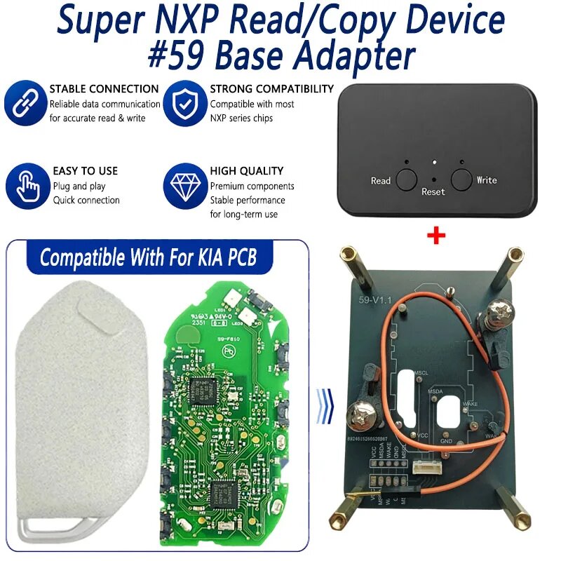 Устройство Super NXP Killer Read Copy Device с адаптером для ключей Chevrolet KIA, копирование всех смарт-ключей NXP, 4 токена и версия с неограниченным количеством токенов.