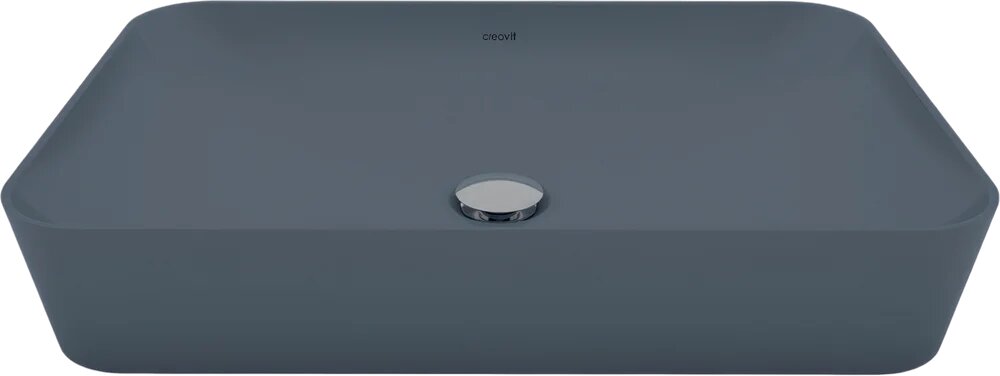 Накладная раковина Creavit Ultra UL060-00BM00E-0000 60 накладная, без отверстия под смеситель, фарфоровая, прямоугольная, раковина для ванной, серая
