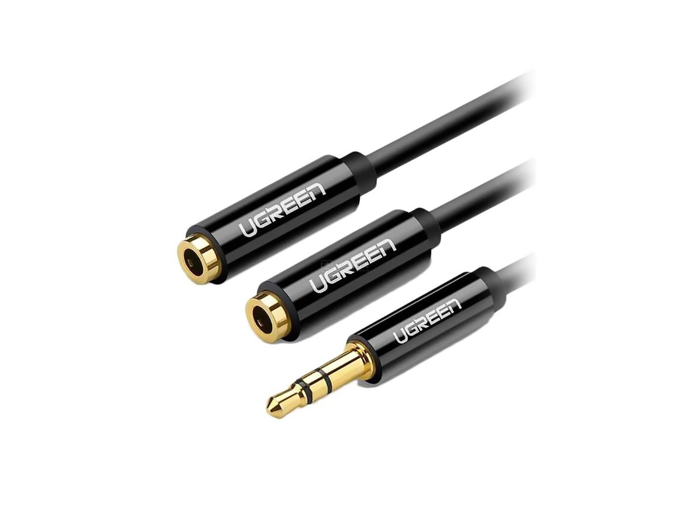 Кабель аудио UGREEN AV134, Jack 3.5 (m) - 2xJack 3.5 (f), 0.2м, черный (20816)