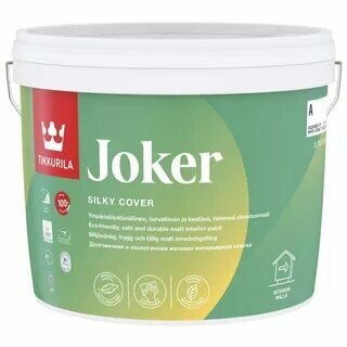 Краска интерьерная Tikkurila JOKER (база C) для стен и потолков, 9 л