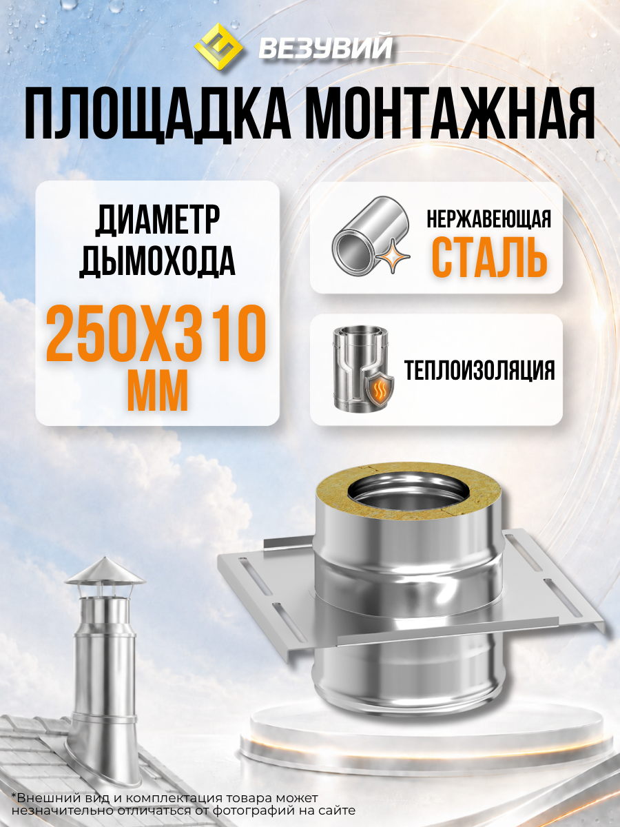Площадка монтажная (430 0,8мм/0,5мм) 400х400мм д.250х310