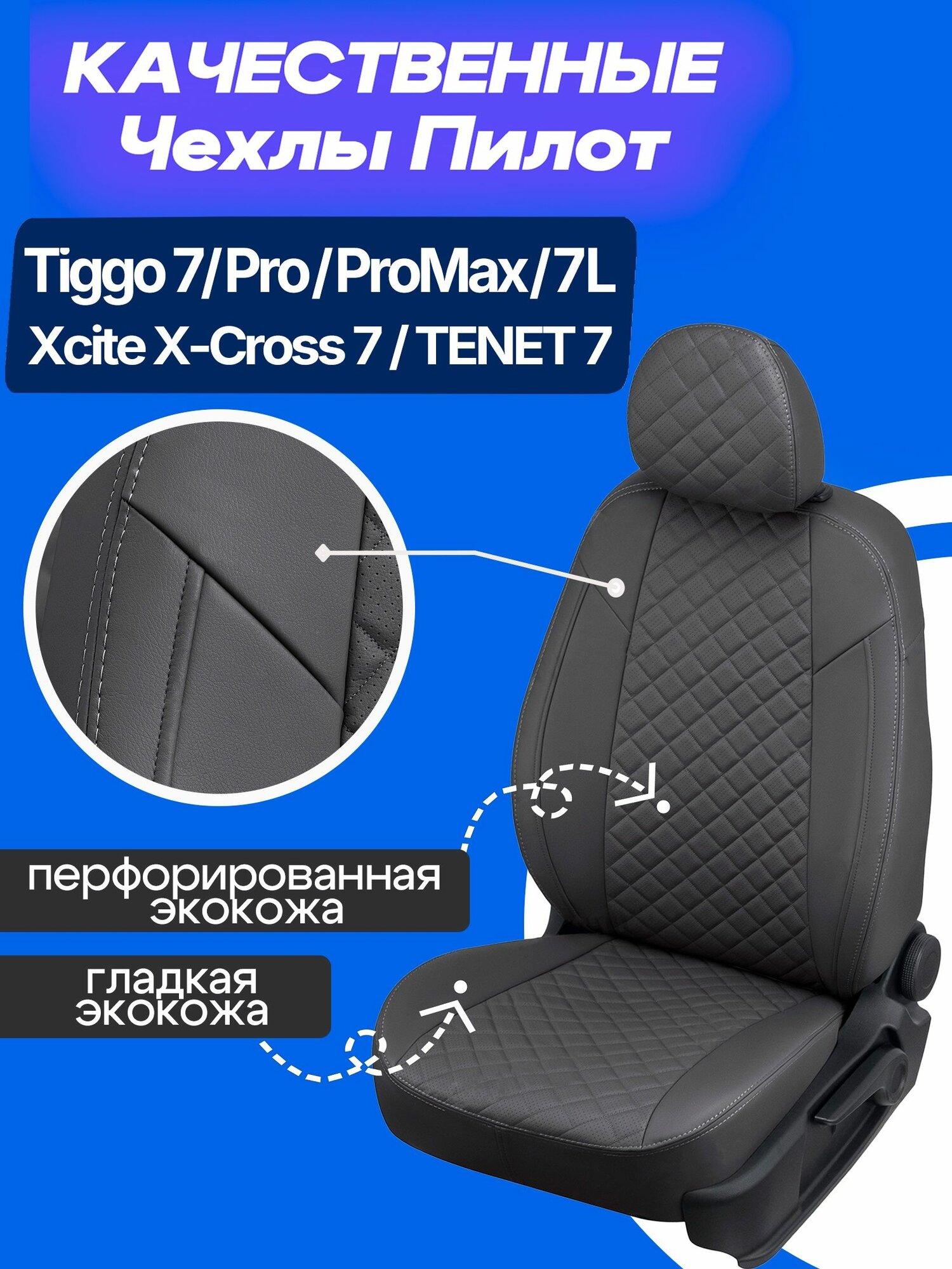 Чехлы на Чери тигго 7, 7 про, 7 про макс, 7 L, Тенет т7 Чехлы Экокожа на Chery Tiggo 7,7 pro,7 pro max,7L, 2016 2017 2018 2019 2020 2021 2022 2023 2024 2025 2026 2027 года