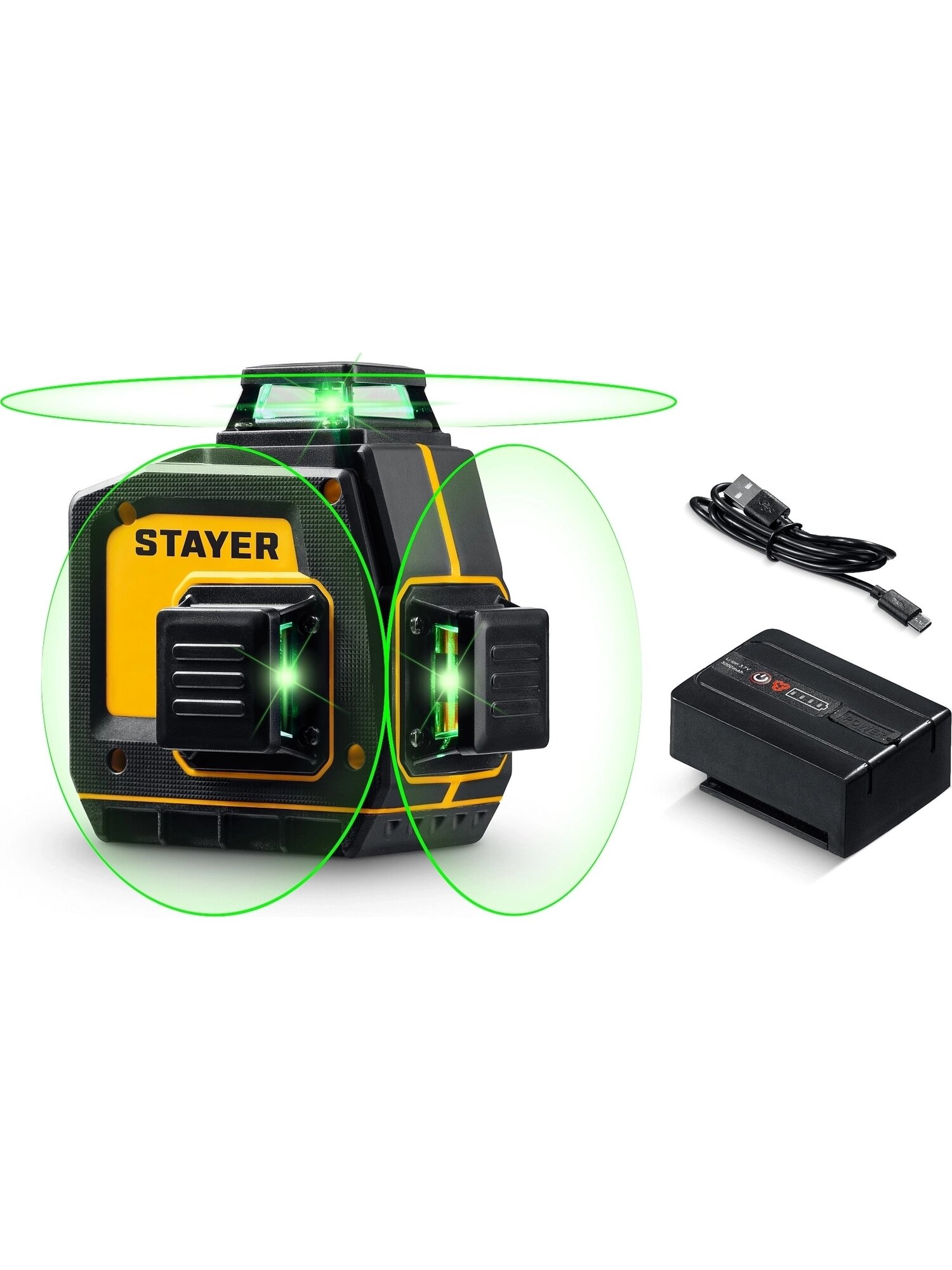 Лазерный зеленый нивелир STAYER SL-3D, 50м, точн. +/-0,5 мм/м