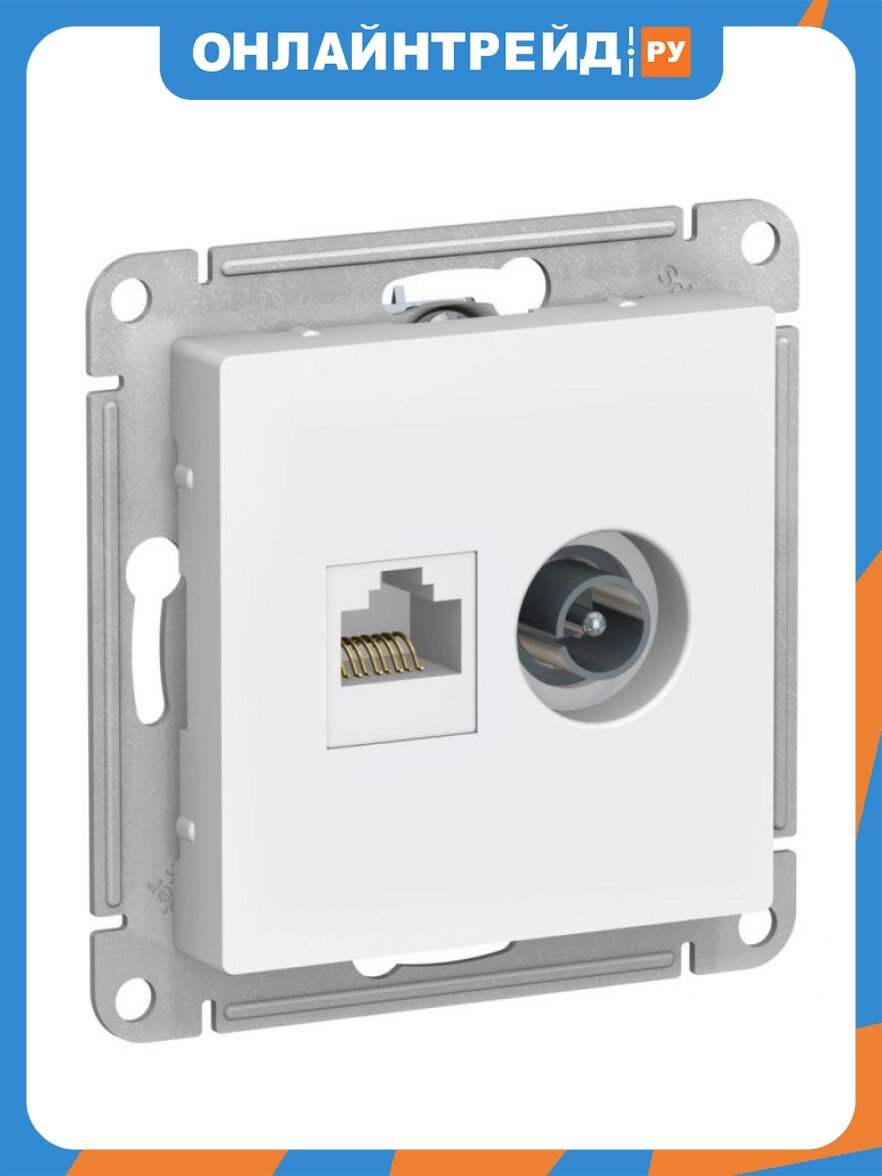 Розетка Systeme Electric (schneider Electric) двойная AtlasDesign ТВ + компьютерная RJ45 кат. 5Е лотос, ATN001389