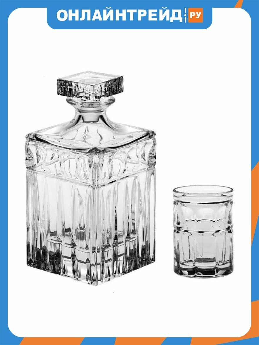 Набор для водки Crystal Bohemia PAUL, 1 штоф 500 мл + 6 стаканов (0,45 мл), хрусталь