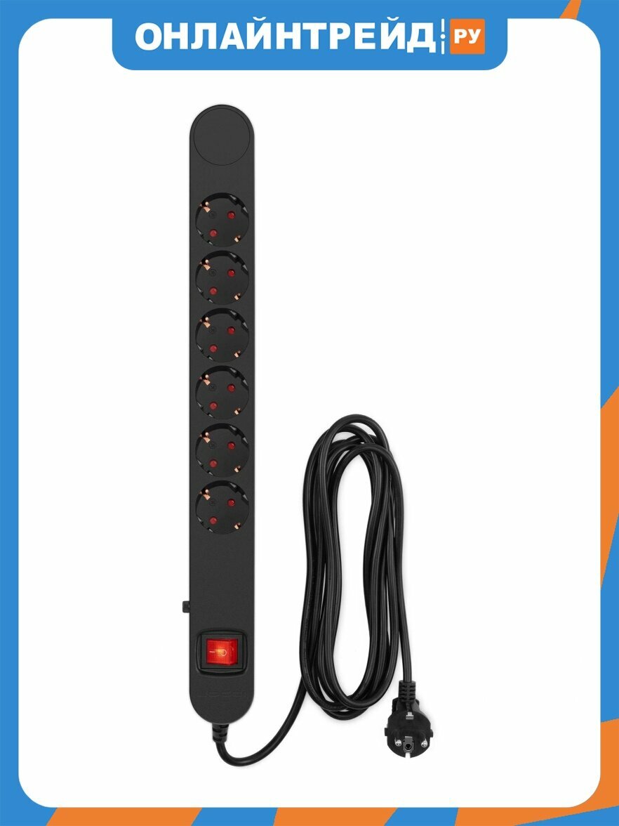 Сетевой фильтр Ippon NF-EU-3-10 3м (6 розеток) черный