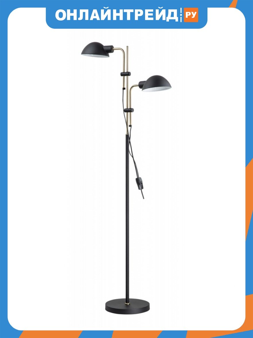 Торшер Camelion KD-430F C02 черный, 2 х 40 Вт, Е27, металл