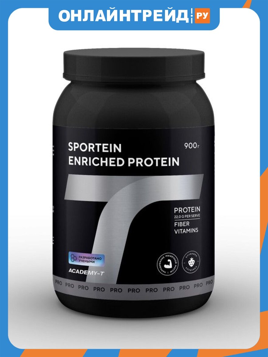 Сывороточный протеин Академия-т Sportein Enriched Protein Клубника 900 гр