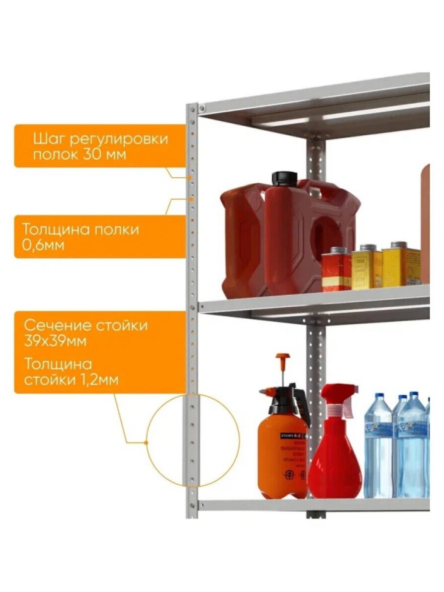 Стеллаж Ironmebel Optimus Standart h-2200, 5 полок 1500x600
