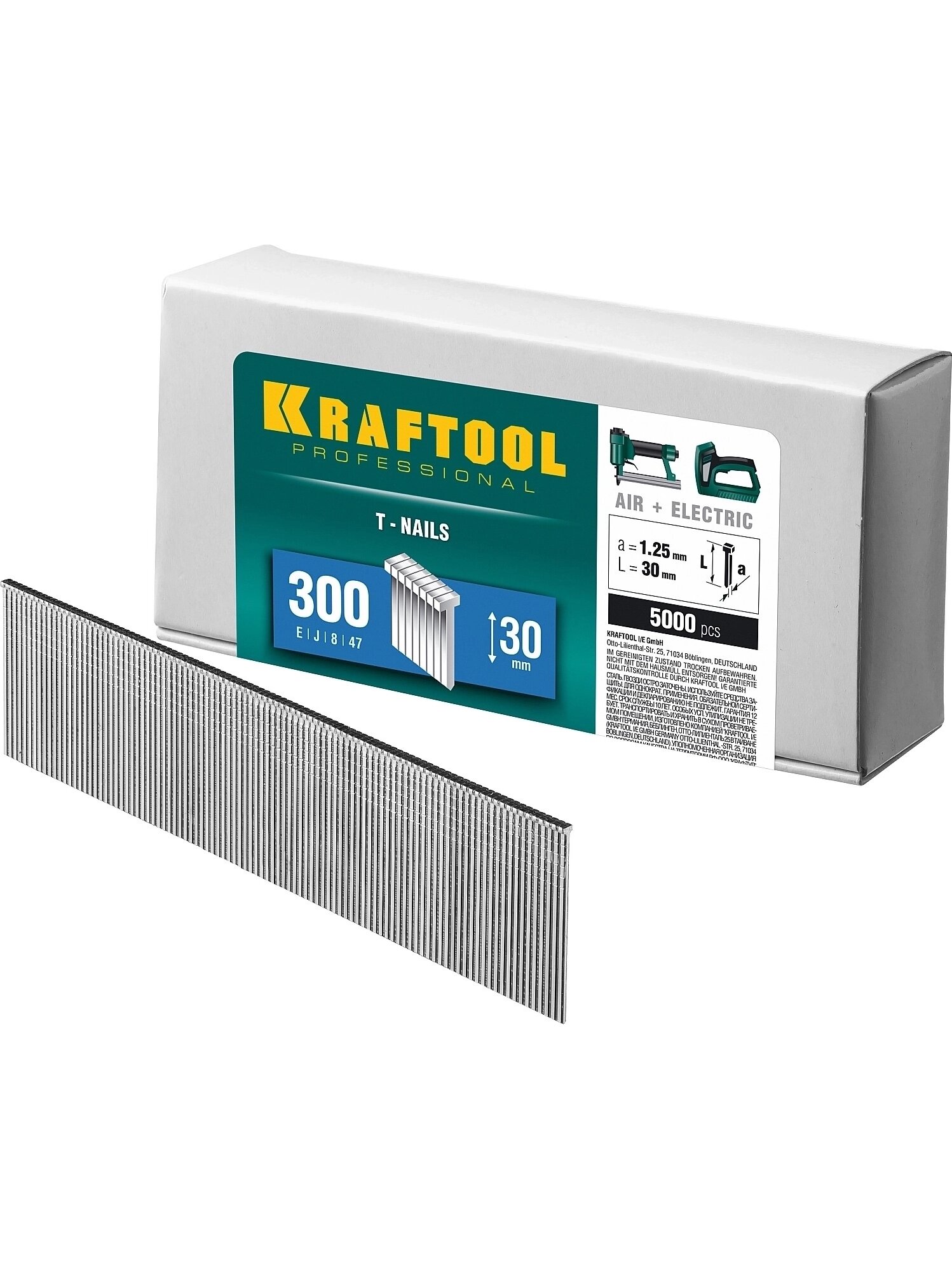 Гвозди для нейлера KRAFTOOL тип 18GA (47/300/F) 30 мм, 5000 шт