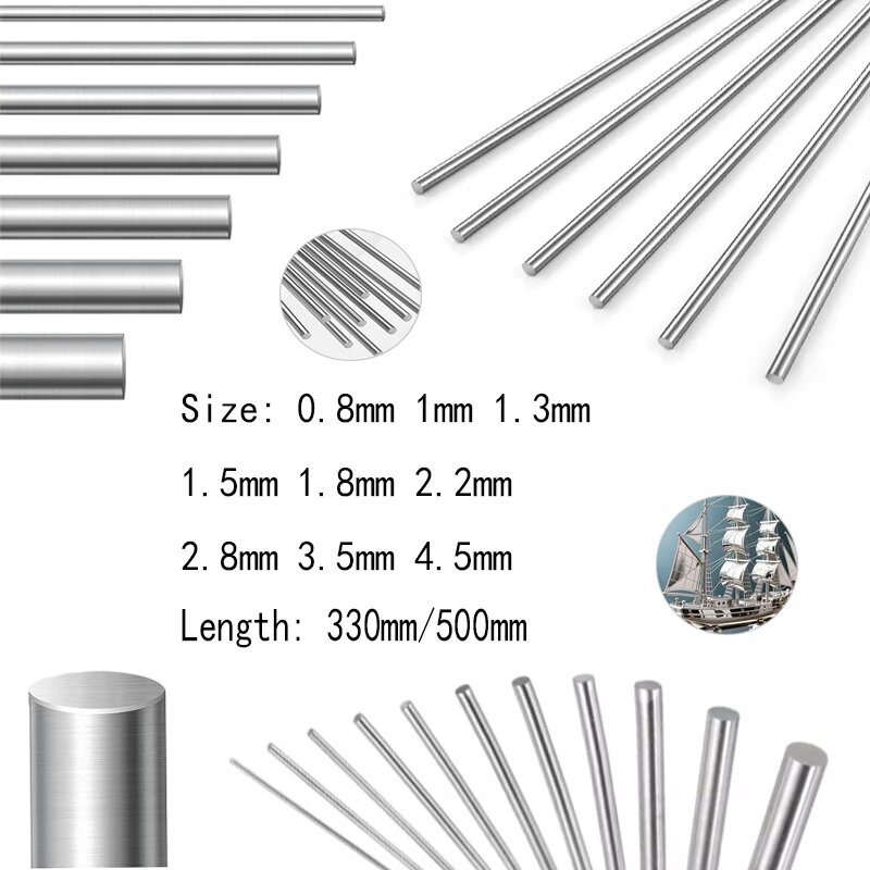 Набор из 5 шт: Круглые стержни из нержавеющей стали 304 2.2mm 5Pcs, 330mm