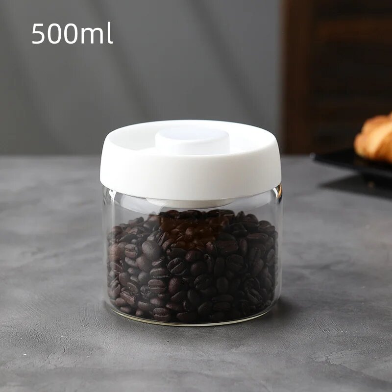 Банка для кофе и чая из боросиликатного стекла Черный, White lid 500ml