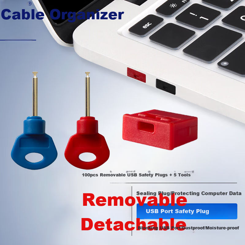 Suoli Съемный USB-блокиратор пылезащитные заглушки набор 5 шт + 100 шт красных защитных заглушек Цвет：Красные 100 шт