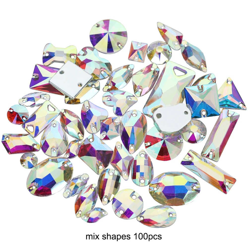 Стразы Oleeya CrystalAB, mix shapes-100pcs