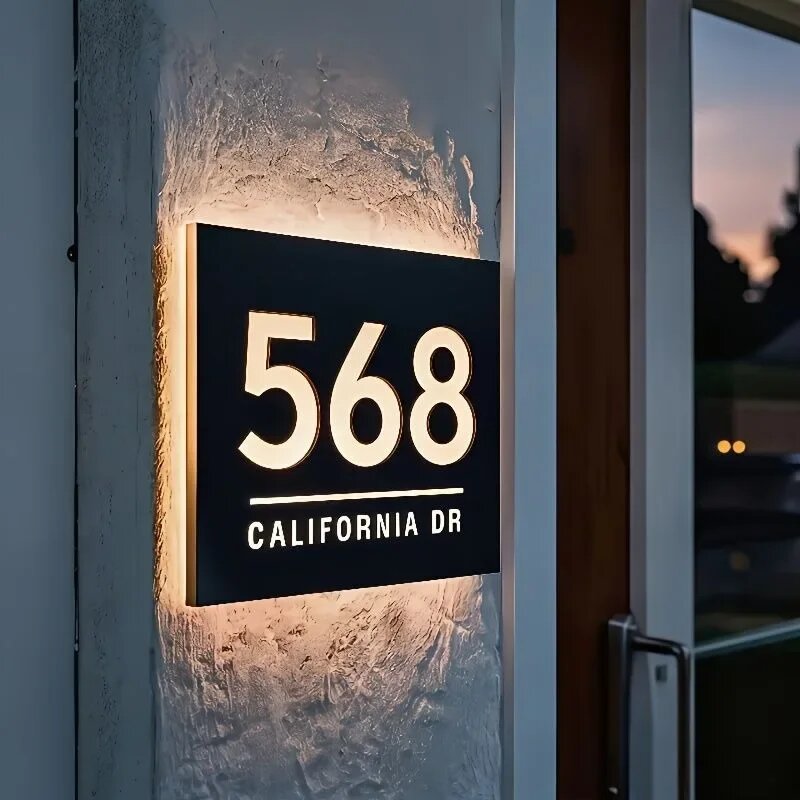 LED табличка номера дома 568, California Dr, 30X30cm