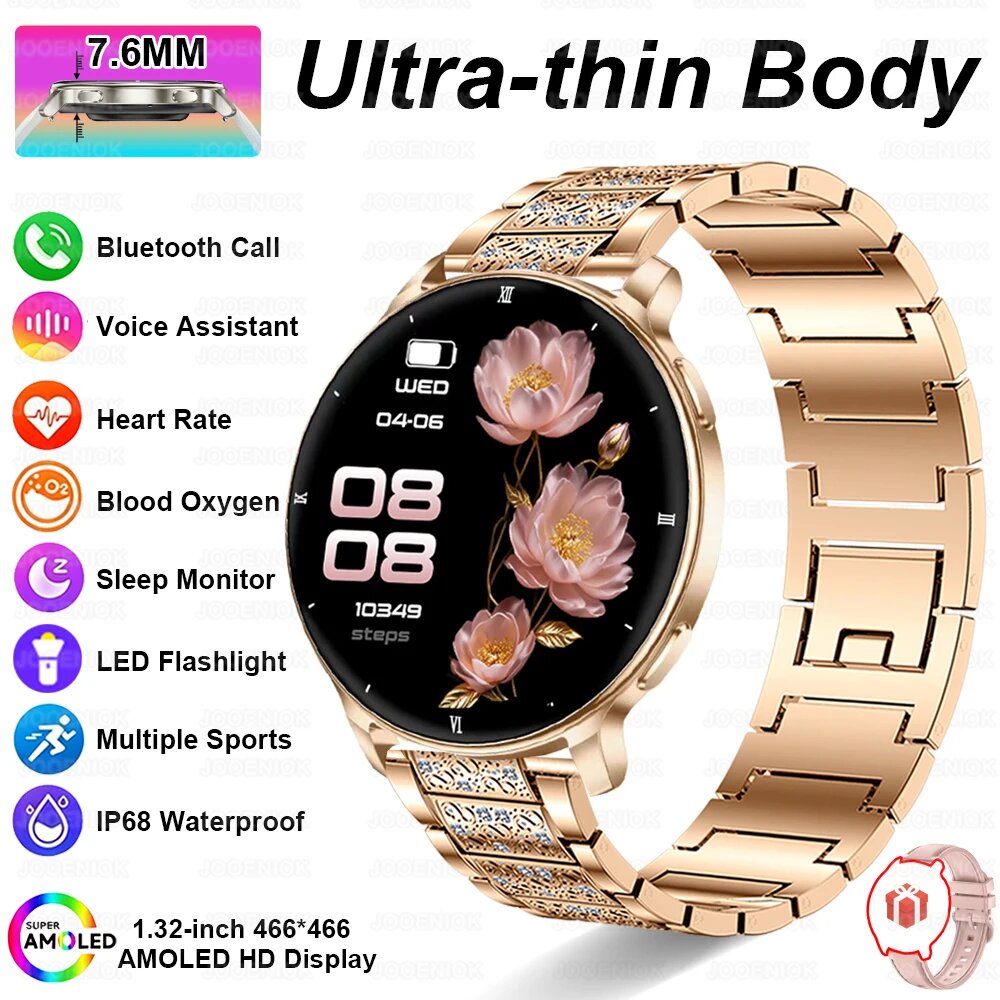SmartWatch Gold Diamond Steel, Женский фитнес-браслет