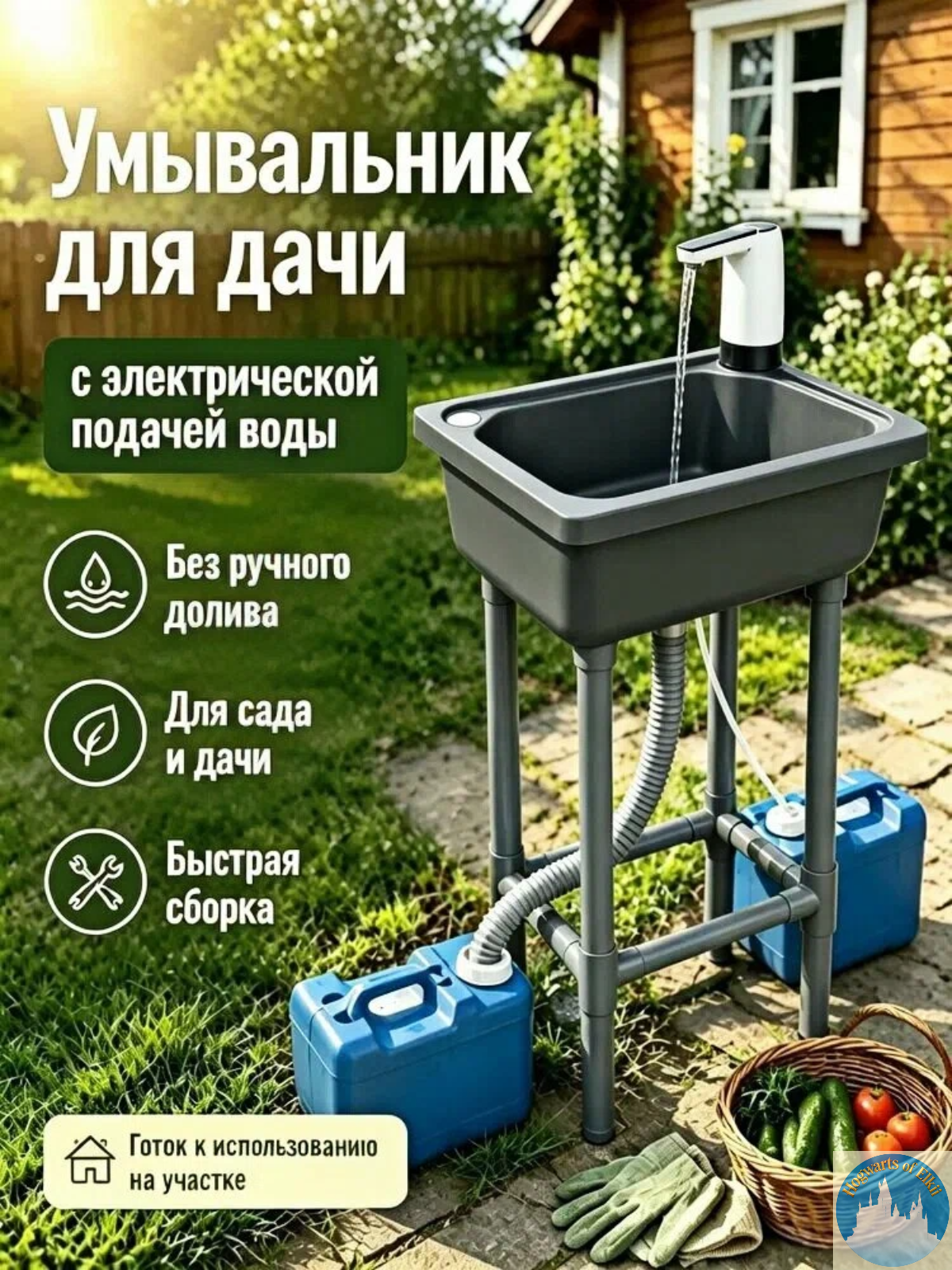 Мобильная мойка для дачи с электрическим насосом, разборная пластиковая раковина для сада и кемпинга