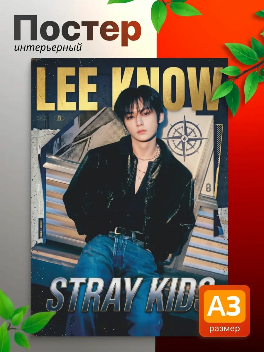 Постеры на стену интерьерные Ли Ноу Lee Know Stray kids кпоп