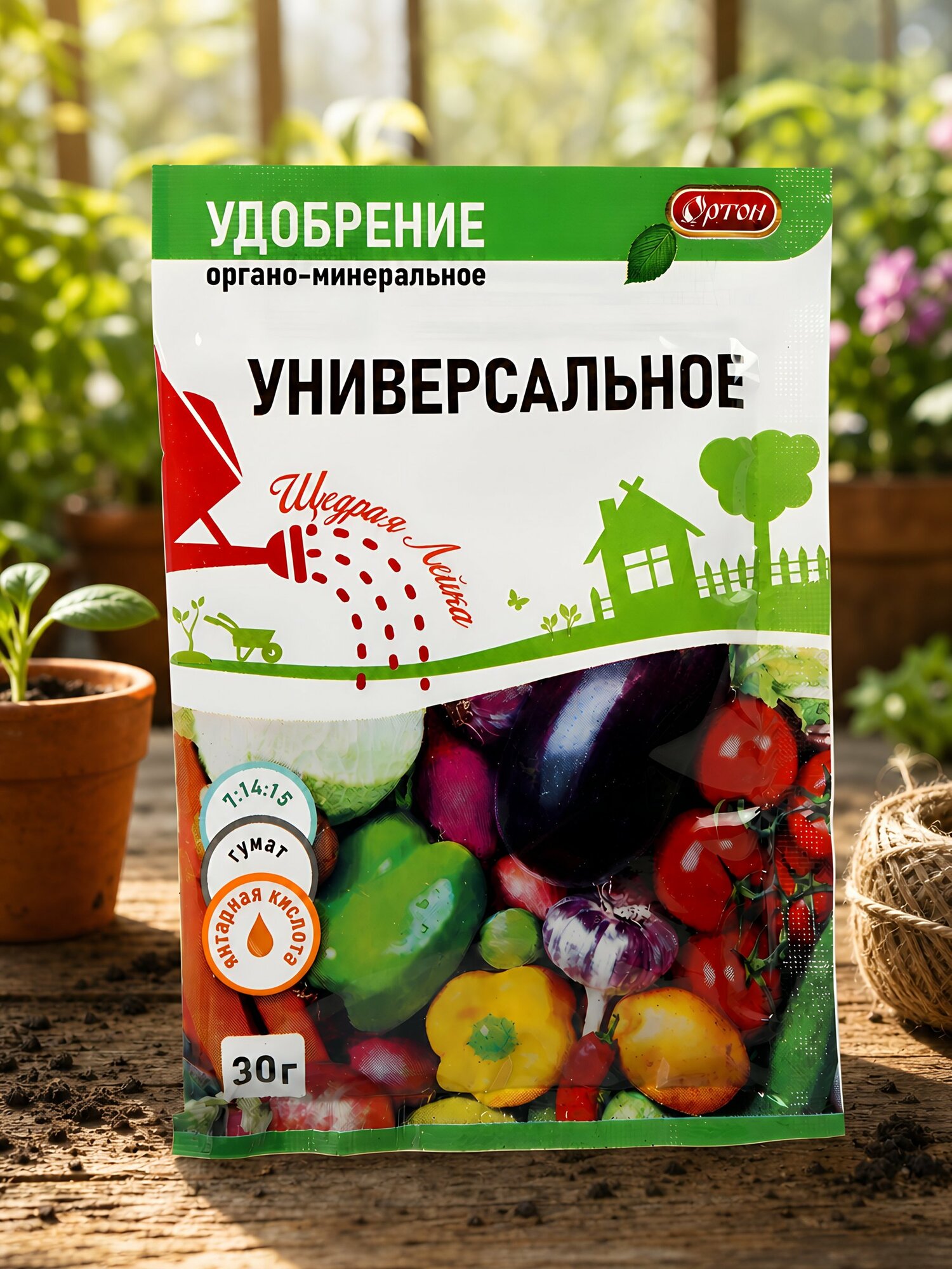 Универсальное органоминеральное удобрение Ортон Тукосмесь 30г, стимулятор роста для овощей, цветов, рассады в гранулах