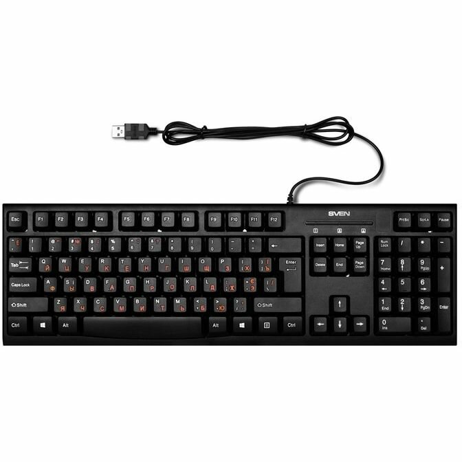Клавиатура SVEN KB-S300 проводная, USB Type-A, чёрный