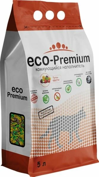 ECO-Premium 89080 Наполнитель комкующийся Тутти-фрутти 5л