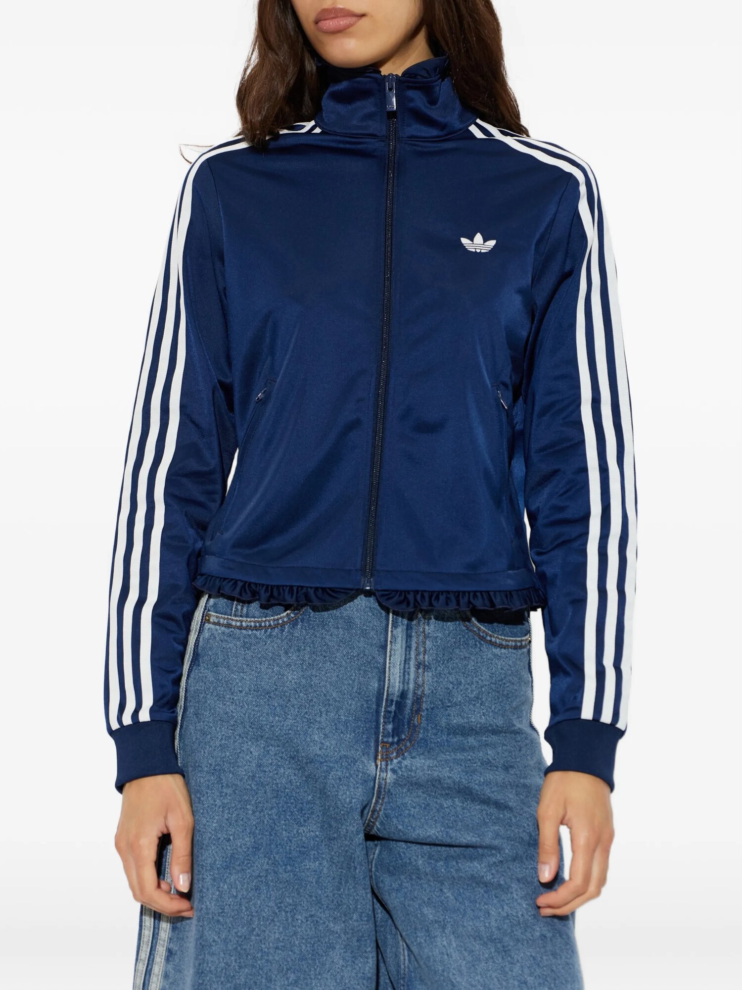 Толстовка adidas Ruffle-trimmed zip-up sweatshirt, размер XL, , Синий принт — фото 1