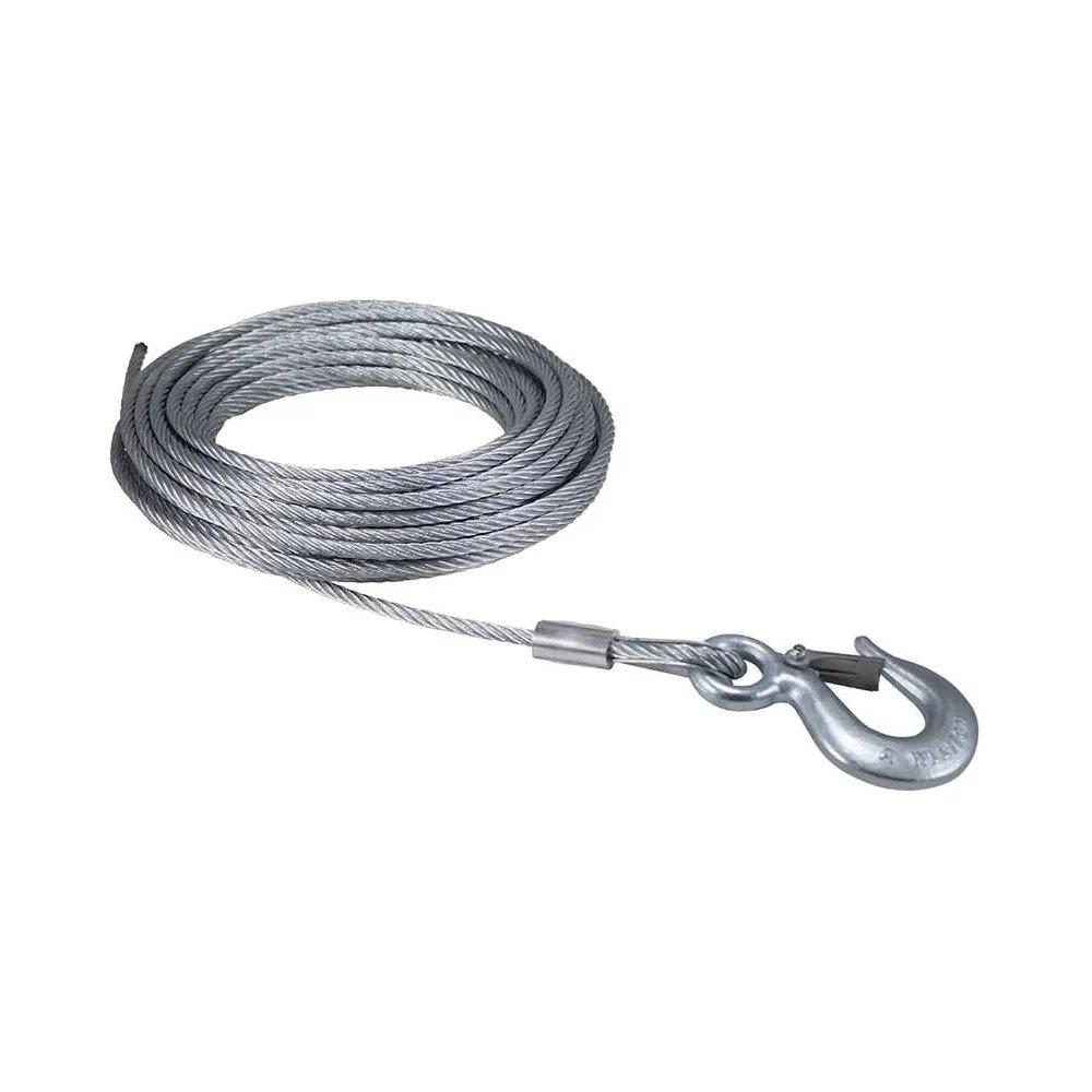 Трос стальной канат для лебёдки (6,2 мм х12 м; 500 кг; крюк) OCALIFT tros6nk12m из спиральной проволоки