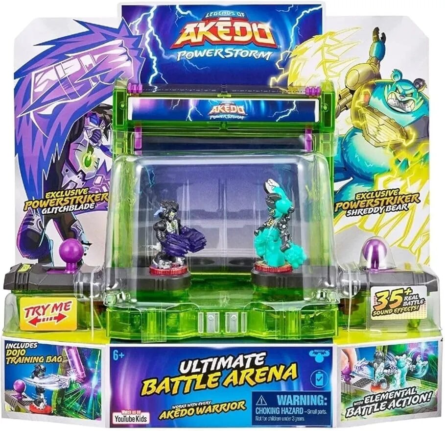 Legends of Akedo Powerstorm Абсолютная боевая арена с более чем 35 звуковыми эффектами и 2 эксклюзивными боевыми минифигурами.