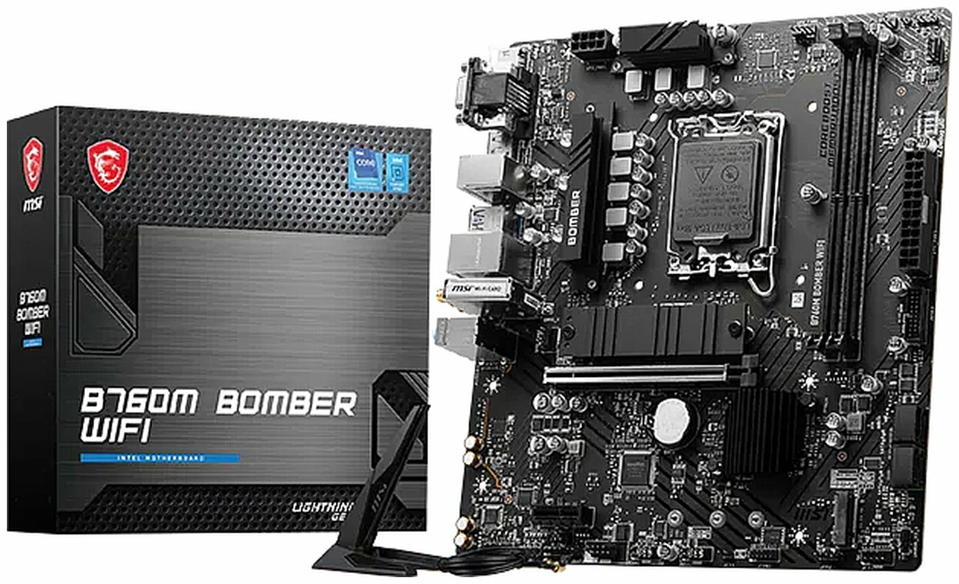Материнская плата MSI B760M BOMBER WIFI (LGA1700, mATX, Wi-Fi)