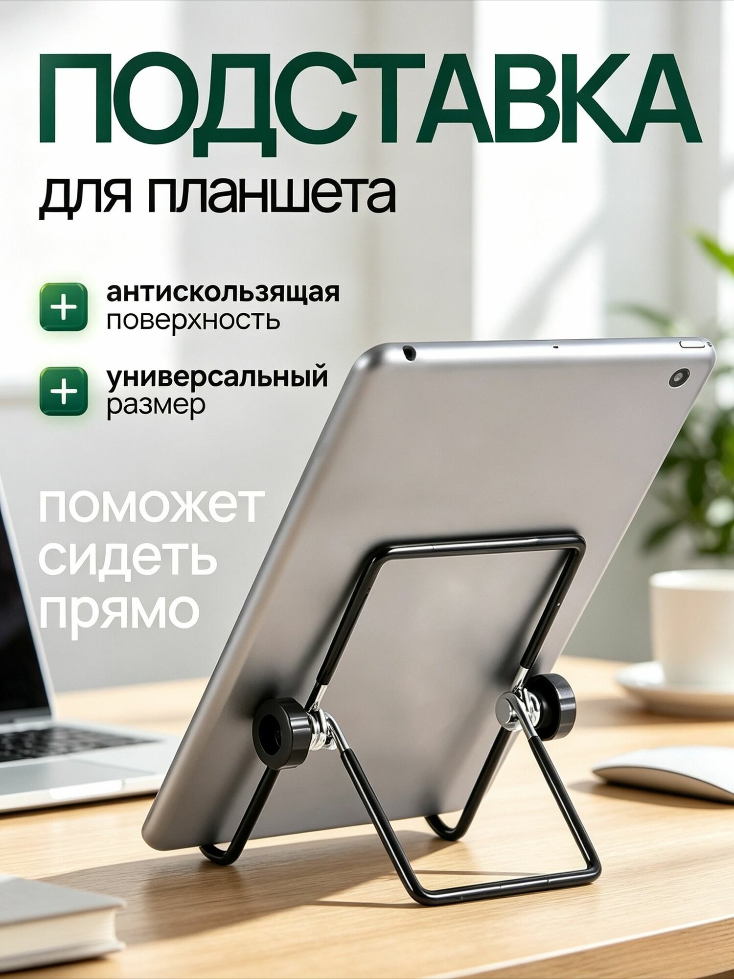 Подставка большая 14х19 см, держатель для планшета складная настольная металлическая планшетная подставка складной настольный держатель