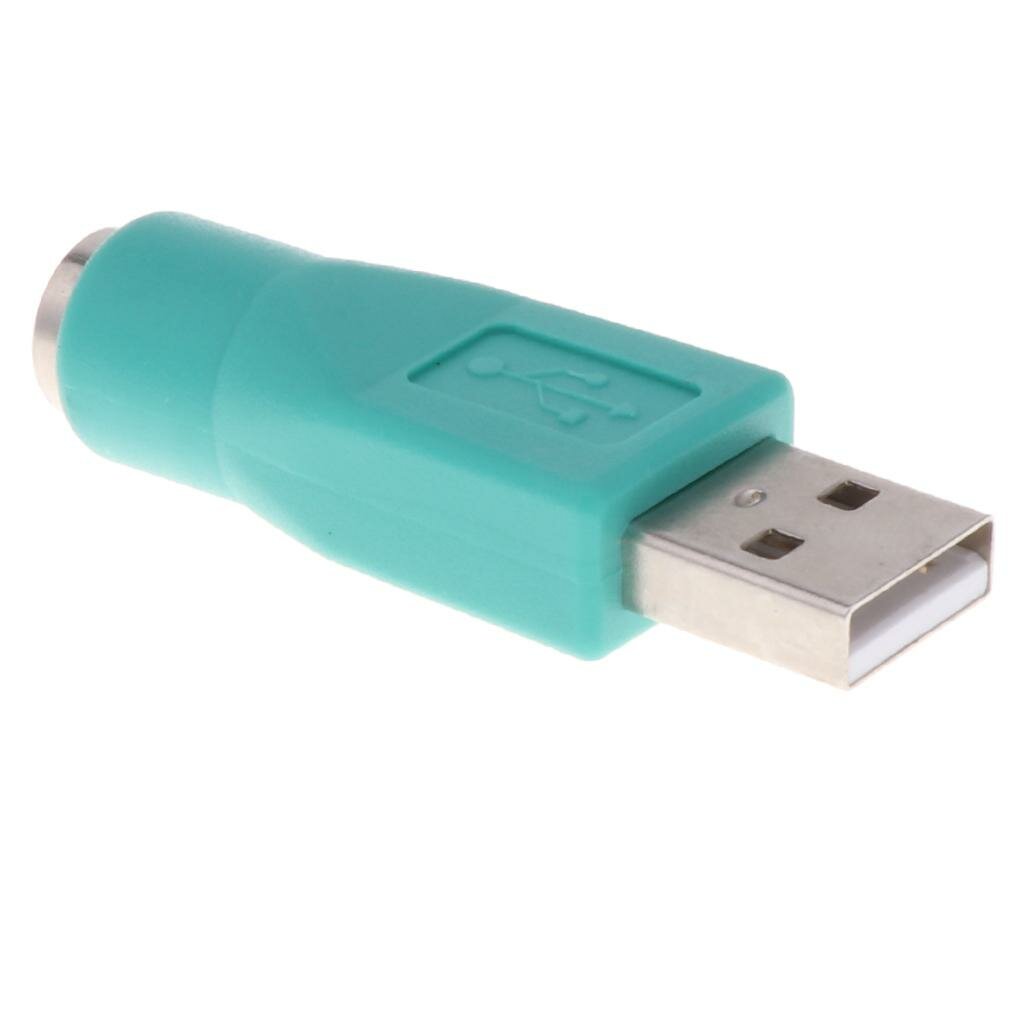 Сменный переходник-конвертер USB «папа» на PS/2 «мама», бирюзовый цвет.