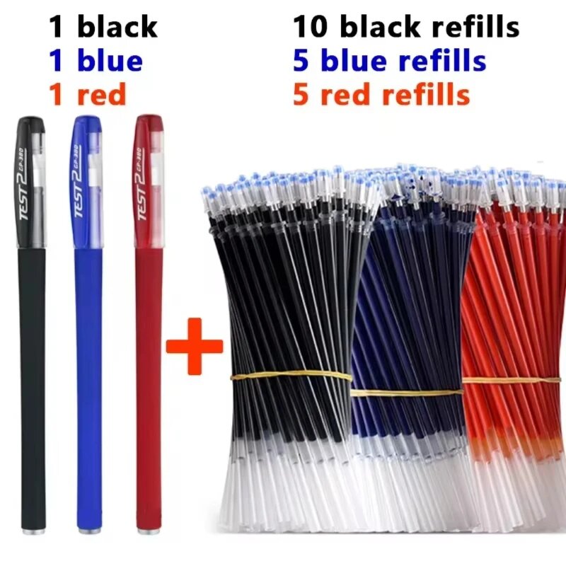 Гелевые ручки набор 1 черн, 10 черн. refills