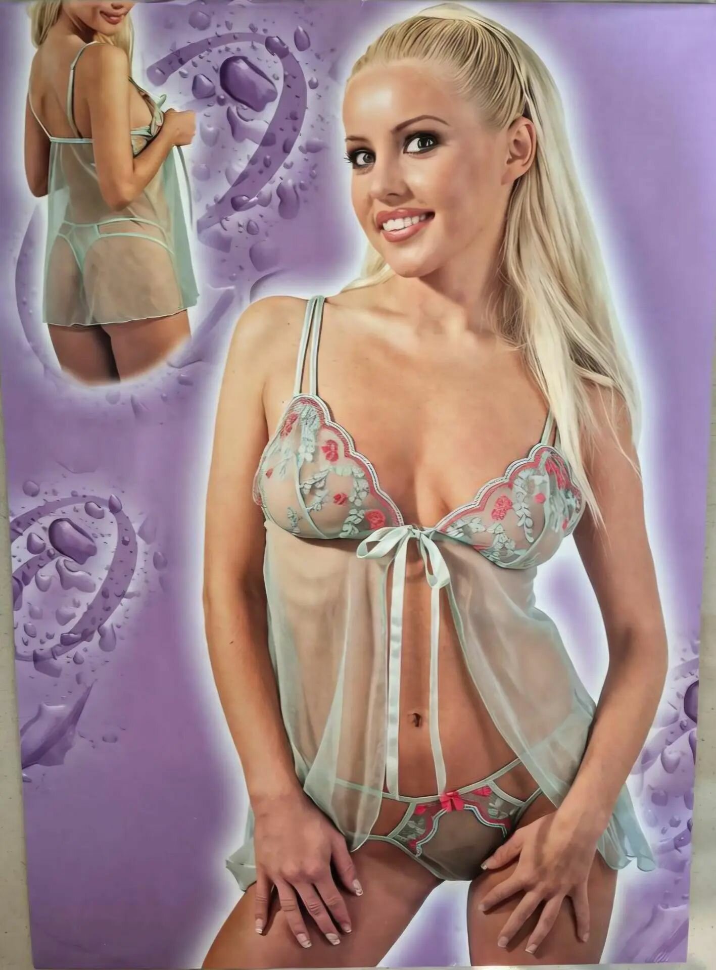 Пеньюар Cottelli Collection "Бэбидолл", 100 % полиэстер, с вышивкой