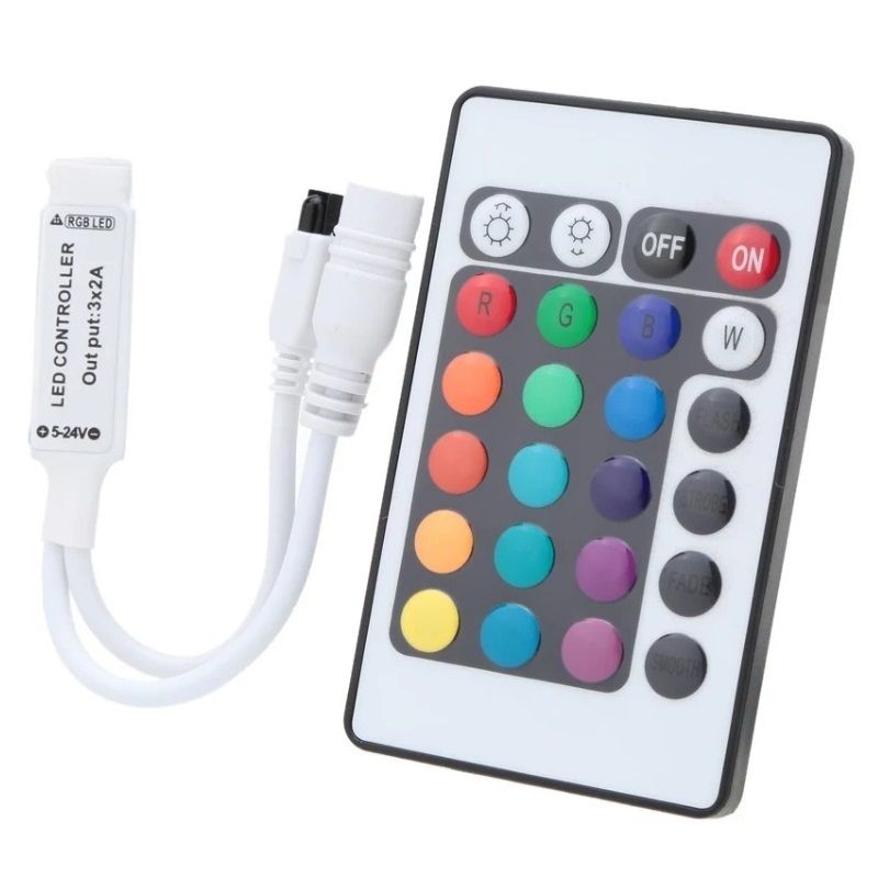 Контроллер с пультом ИК 5/24V 6А(max) 4L-RGB-IR24B-6A