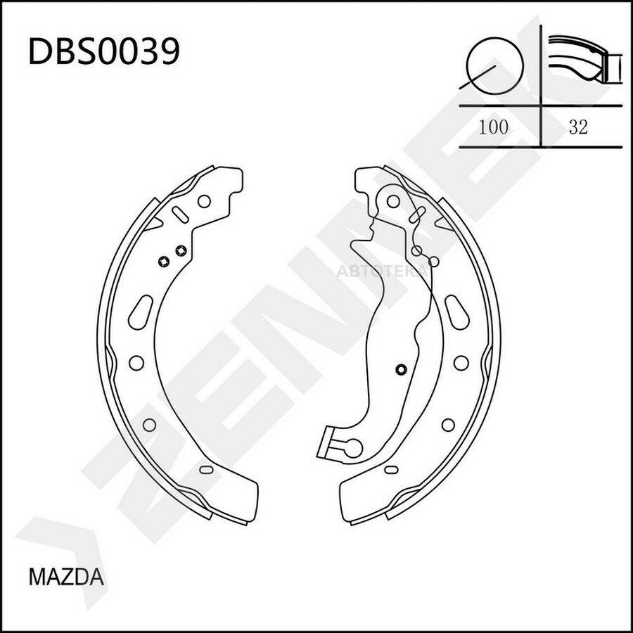 Колодки тормозные барабанные ZENNEK DBS0039