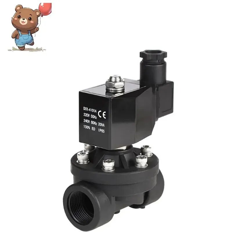 Электромагнитный клапан DN15, G1/2, НЗ, PN10, P 0-7, NBR, AC220V, IP65, пластик (полиамид 66 (PA66))
